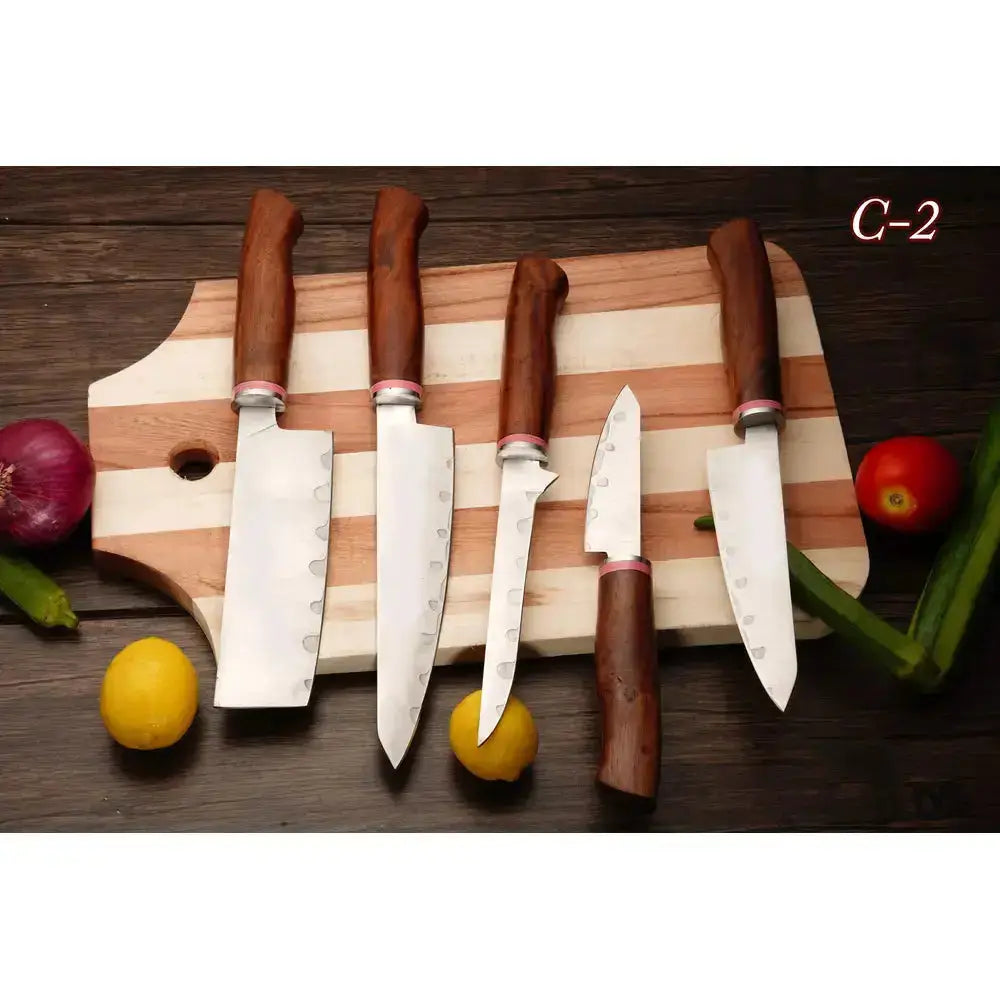 Custom Handmade Forged Chef Knives | Kitchen Knife Set WIth Wood Handl ...
