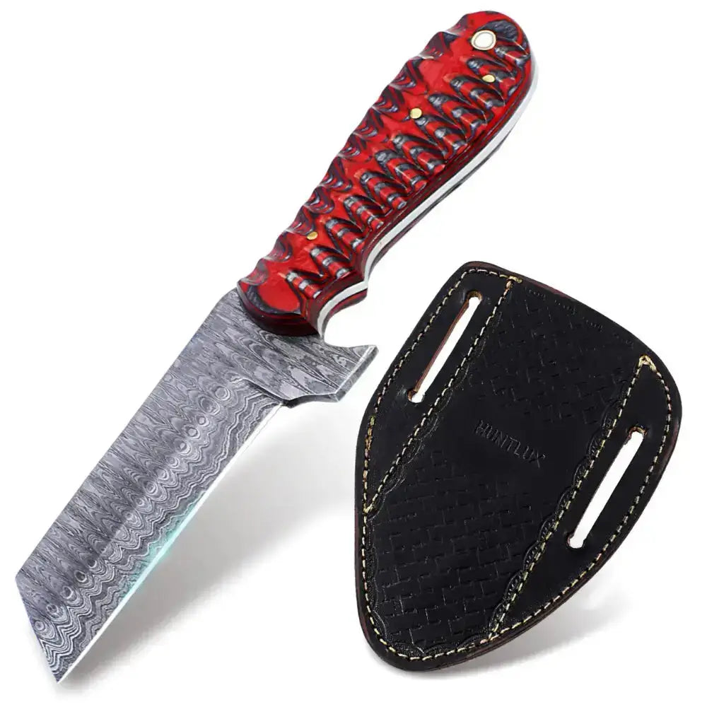 Handmade Damascus Steel Bull Cutter Knife W/ Wood Sheath Handle - Dama ...