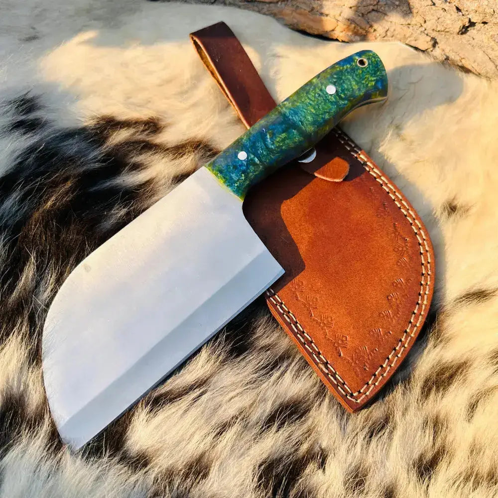 Handmade D2 Stainless Steel Cleaver Chef Knife Resin Wood Handle – Hunt ...