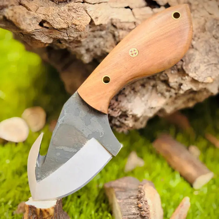 Handmade High Carbon Steel Hunting Skinner Knife - Gut Hook Fix Blade ...